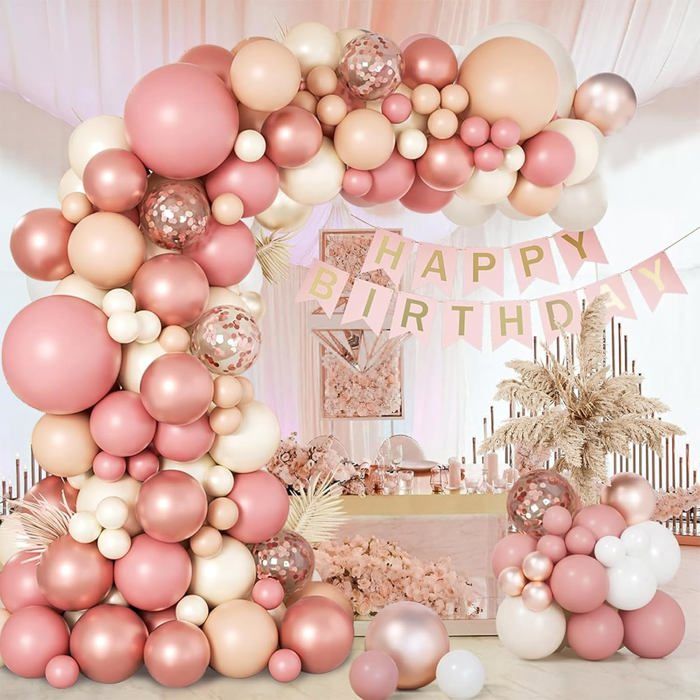 Kit Arche Ballon Rose Gold, 109Pcs Arche Ballon Anniversaire Rose ...