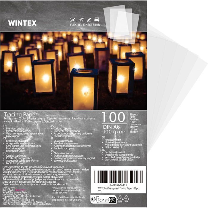 Papier Calque Transparent A6 - Lot De 100 - Feuilles De Calque Pour L ...
