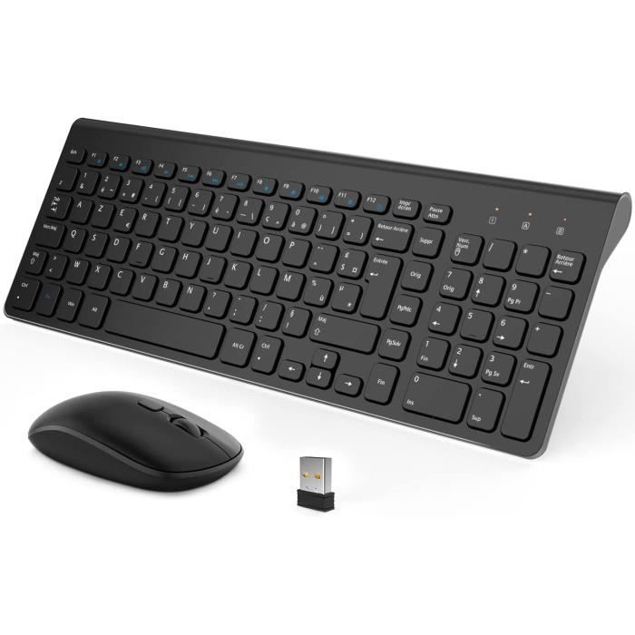 Ensemble Clavier et Souris sans Fil, Clavier Portable Compact Ultra Fin ...