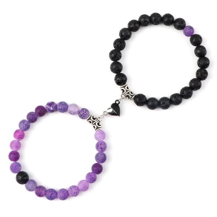 Bracelet magnétique en forme de cœur pour femmes 2 pièces noir et blanc ...