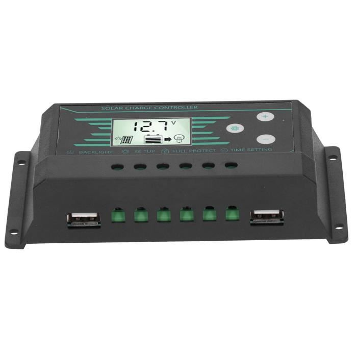 Dilwe Contrôleur de charge solaire Contrôleur de charge régulateur de panneau solaire PWM double ...