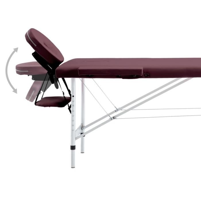 Dilwe Table De Massage Pliable 2 Zones Aluminium Violet Vin2