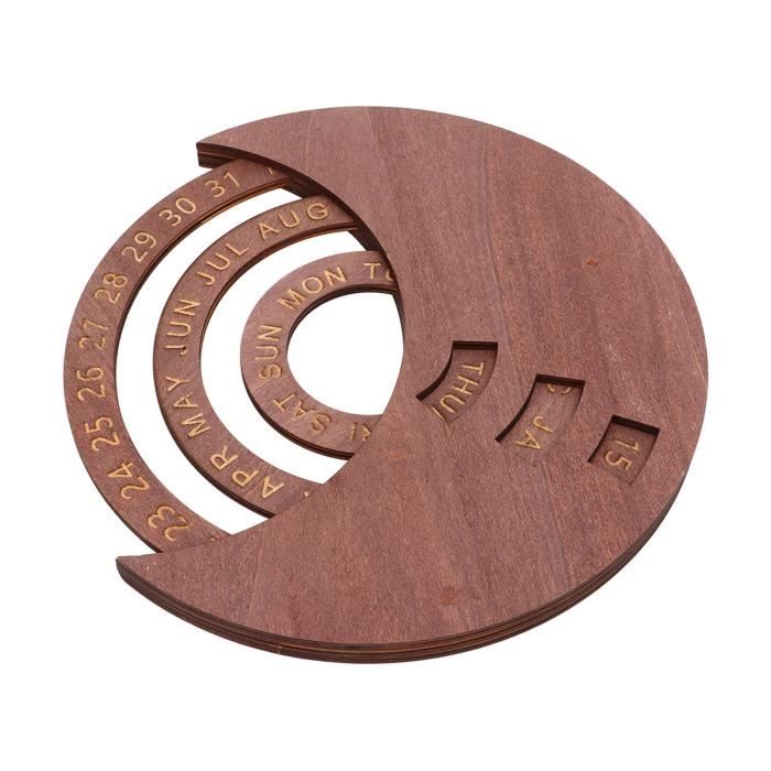 EJ.life calendrier en bois Calendrier à disque en bois brun foncé ...