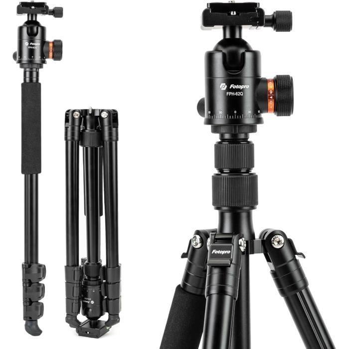 Fotopro Trépied 2-en-1 S4 165 cm Aluminium – Rotule 360° & Monopode ...