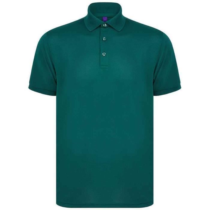 Polo PIQU - HENBURY - Homme - Vert bouteille - Antihumidité - Séchage rapide Vert bouteille ...