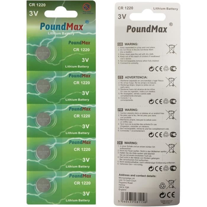 1220 Cr1220, 5 Piles Au Lithium 3 V[J2204] - Cdiscount Jeux - Jouets