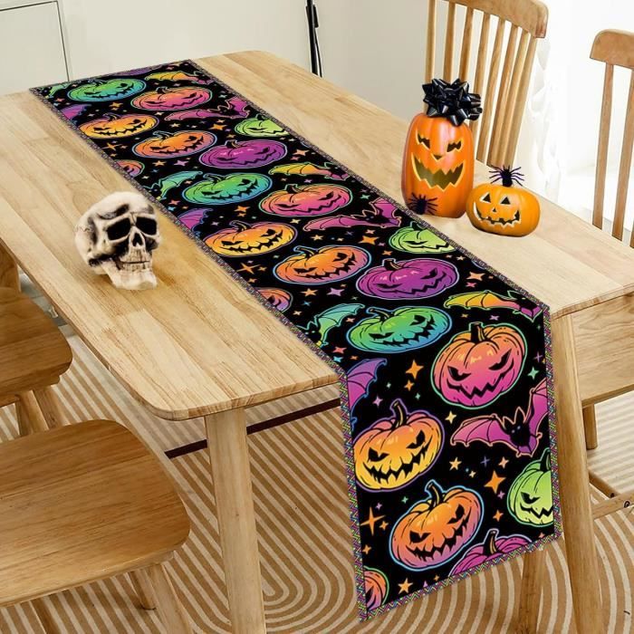 Chemin De Table Halloween Extra Long Citrouille Maison Hantée Happy ...