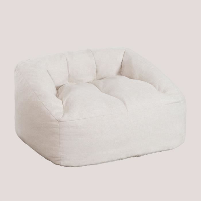SKLUM Fauteuil Puff en Tissu (75 cm) Thiago Beige - Cdiscount Maison