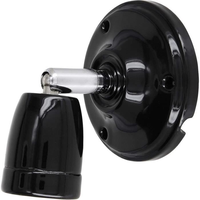 Applique Murale En Porcelaine E27 230 V Avec Joint En Métal - Noir ...