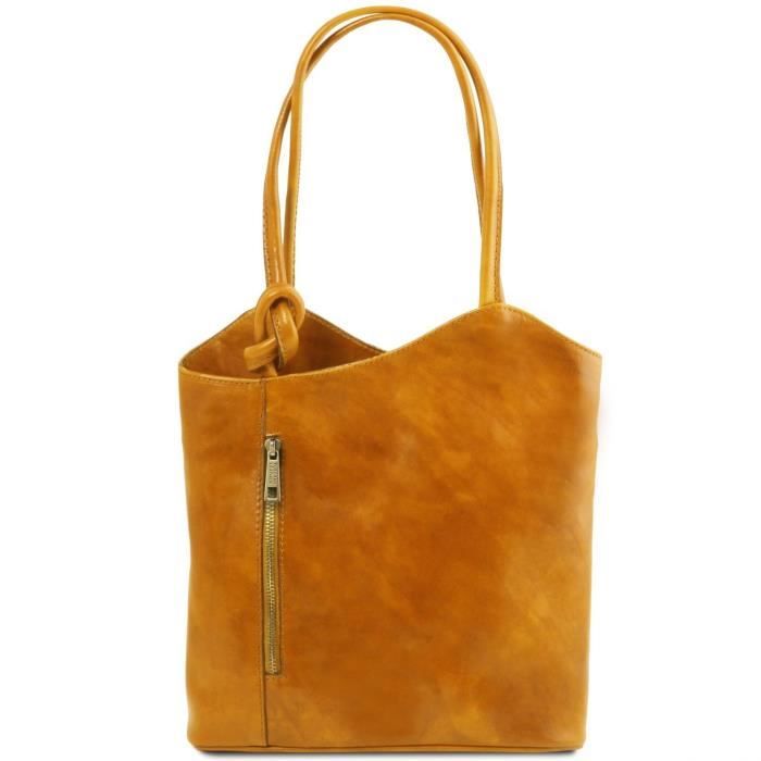 Tuscany Leather - Patty - Sac en cuir convertible en sac à dos - Jaune ...