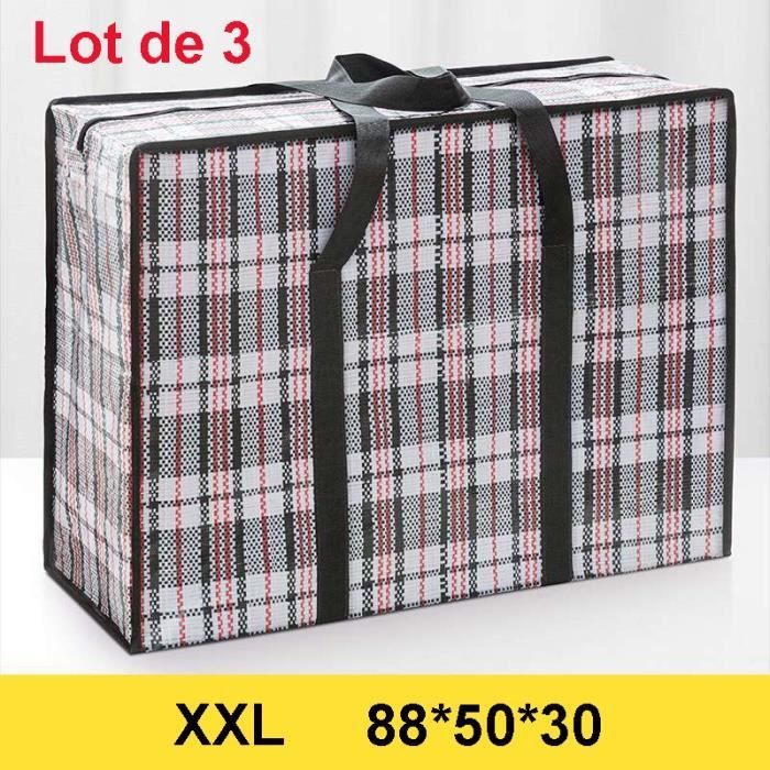 Lot de 3 Grands sac cabas Sac tissé en PP robuste en souple Shopping à ...