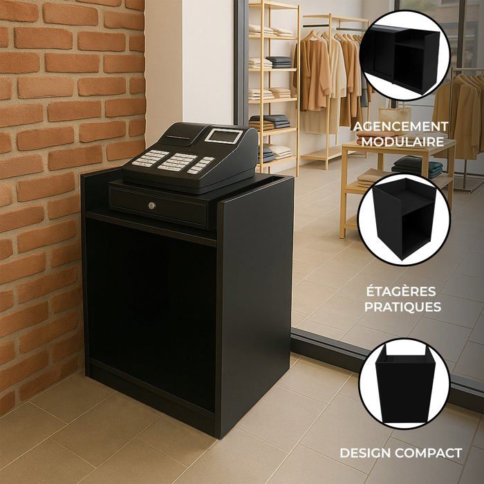 Comptoir de Vente Pour Caisse en MDF Noir TB60 Meuble de Commerce ...