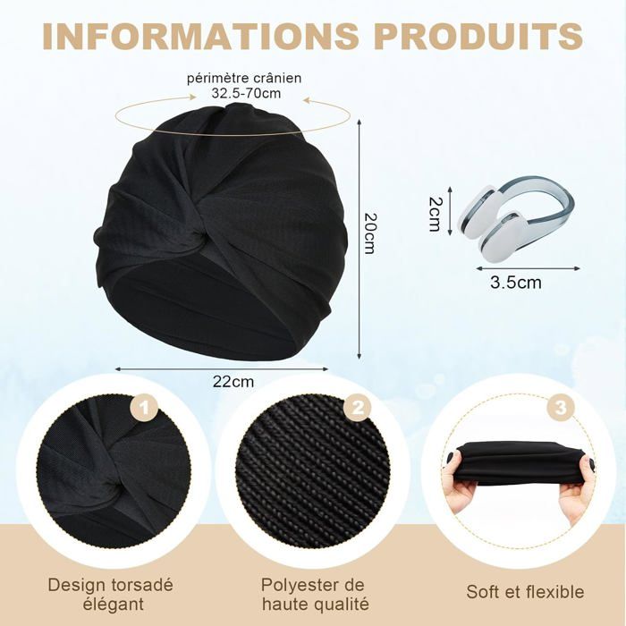 Bonnet de Bain,Bonnet Piscine Femme,Bonnet de Natation,Piscine Baignade ...
