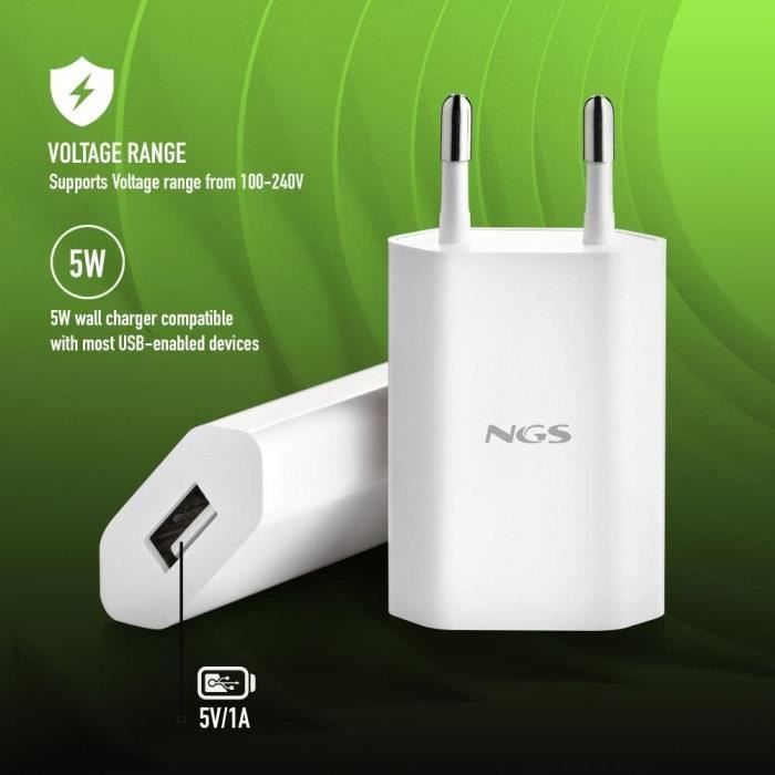 Bucket Ace Chargeur Usb, Chargeur Mural Universel 5V1A-5W, Adaptateur Mural Usb, Compatibilité ...