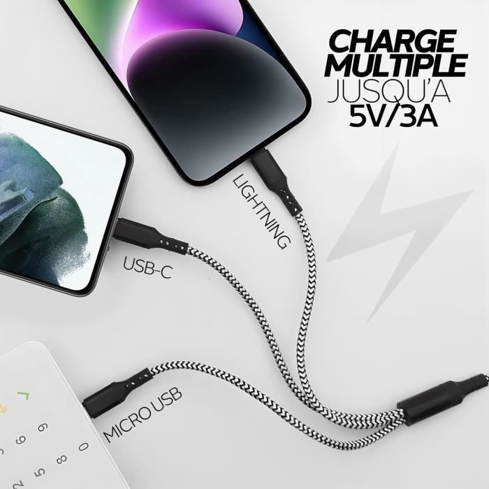 Câble Multi Usb A-C Embout - Cable 3 En 1, 5 En 1 De Charge 5V-2.4A ...