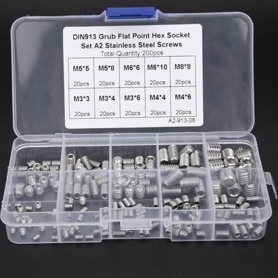 Pwshymi - Vis sans tête à six pans creux à tête plate en acier inoxydable 200pcs pour instrument ...