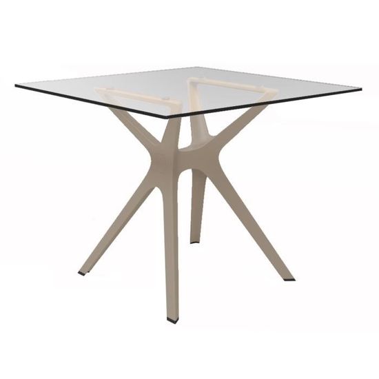 Table 900x900 Verre Trempé Pied De Table Vela "s" - Resol - Noir - l900 ...