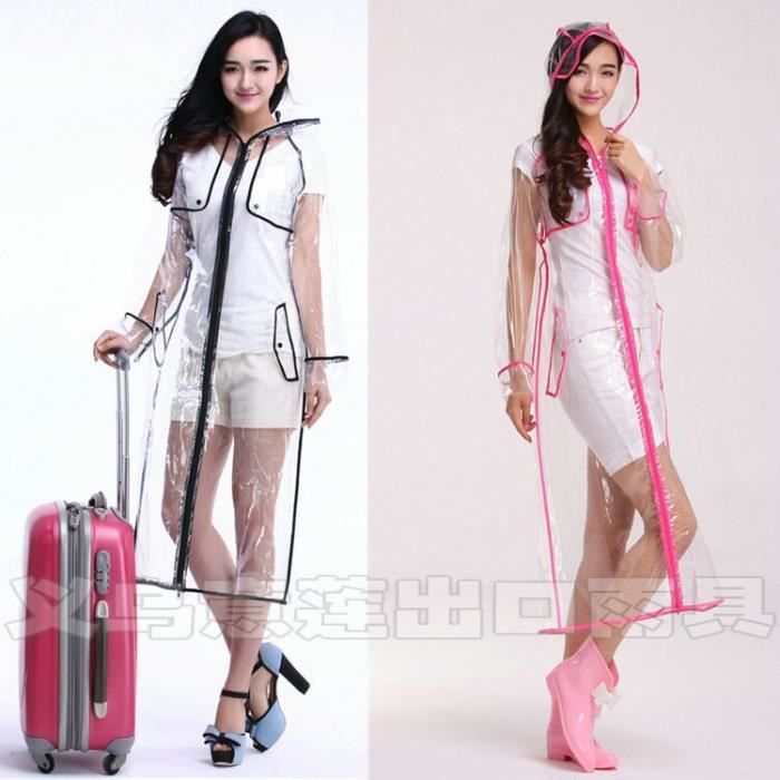 Mode EVA transparent imperméable à l'eau femmes Long imperméable poncho ...