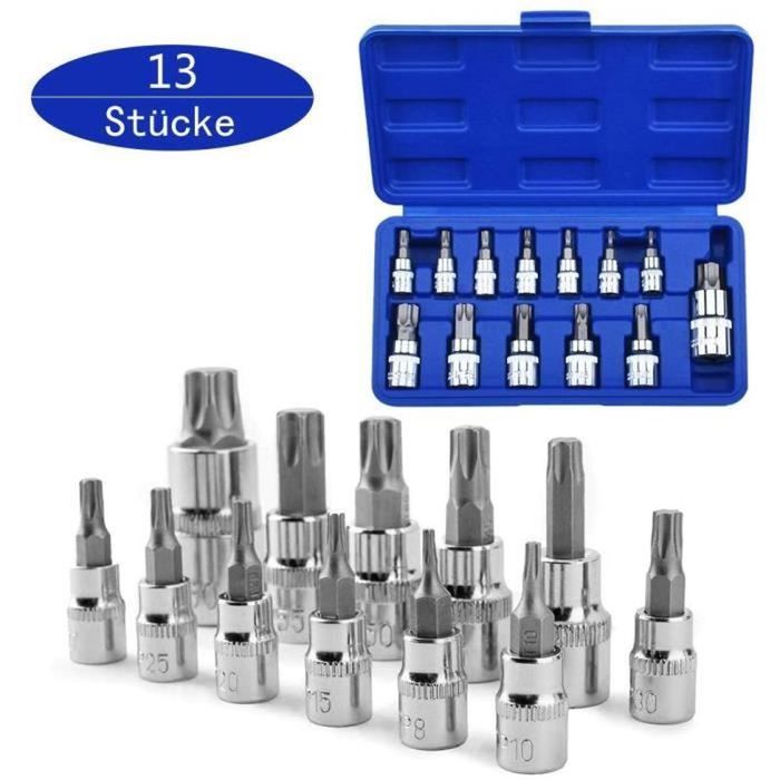 DOUILLES - EMBOUTS 13 Pcs Torx Bit Socket Set T8-T70 S2 Acier à ...