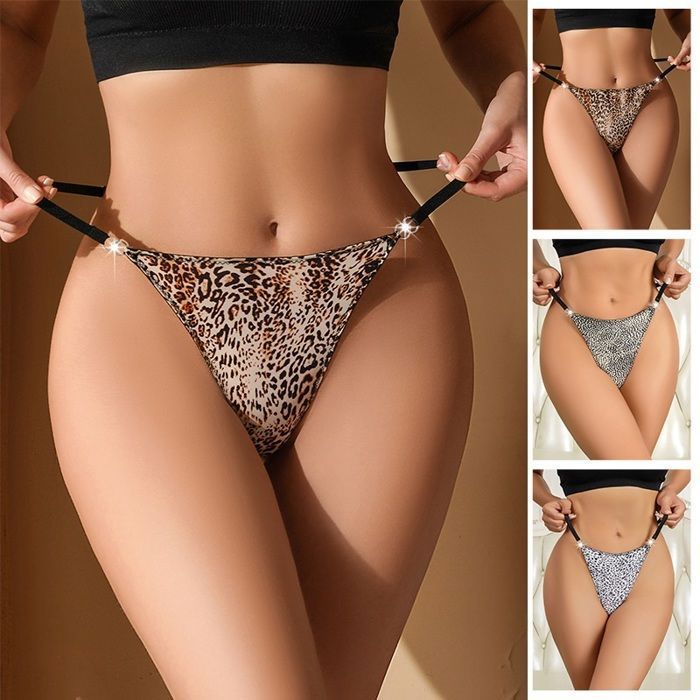 4Pcs String Femme Sexy Chic Tanga Ficelle Mini Bikini String Léopard Slip sous-Vêtement Lingerie ...