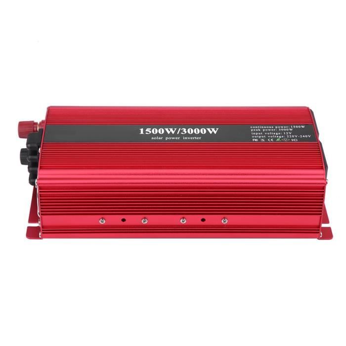Akozon Onduleur de puissance 1500W DC 12V à AC 220V Puissance de crête 3000W Convertisseur d ...