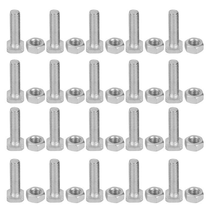 QUT 20 Set 22mm M6x22 Boulons et Écrou M6 Écrous En Aluminium Boulons ...