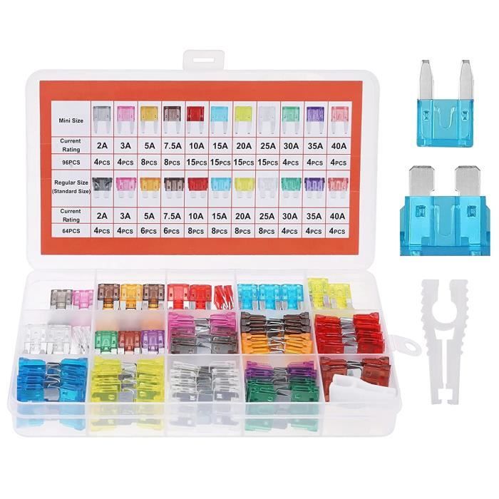 JOREST 160 Pcs Fusible Voiture Set96 Mini Fusibles Auto + 64 Moyenne Fusibles Automobile + 1 ...