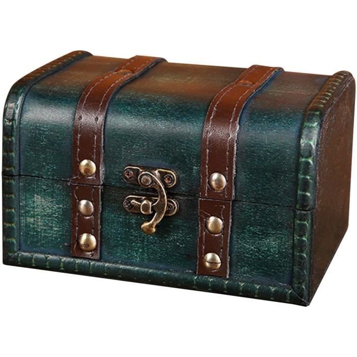 Boîte De Rangement Type Coffre Au Trésor Bois Et Métal-Boite Bois ...
