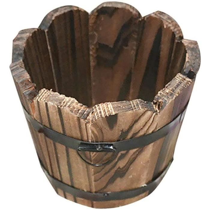 Pot De Fleurs En Bois Carbonisé Multi-Viande Pot Rétro Petit Seau En ...