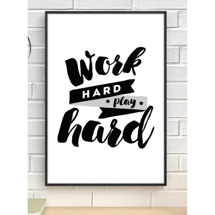 Poster Mural « Work Hard Play Hard » Avec Pensées Positives Inspirantes ...