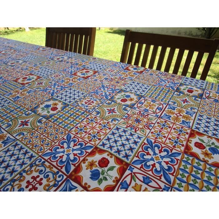 Nappe Rectangulaire Anti-Taches, Motif Maïola, Couleur Bleue, 100 % ...