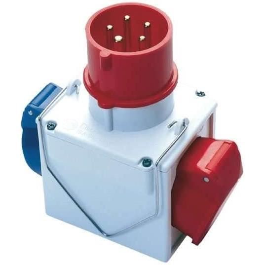 Adaptateur Industrielle Double Fiche : 3P + N + T 16 A CEE Rouge 400 V ...
