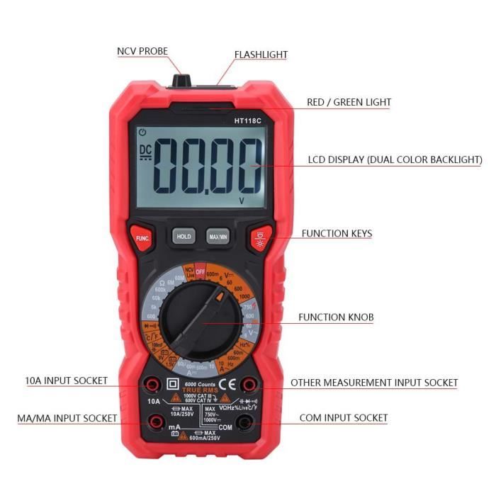 Multimètre Portatif Ht118C Portable Numérique Ht118C Portable ...