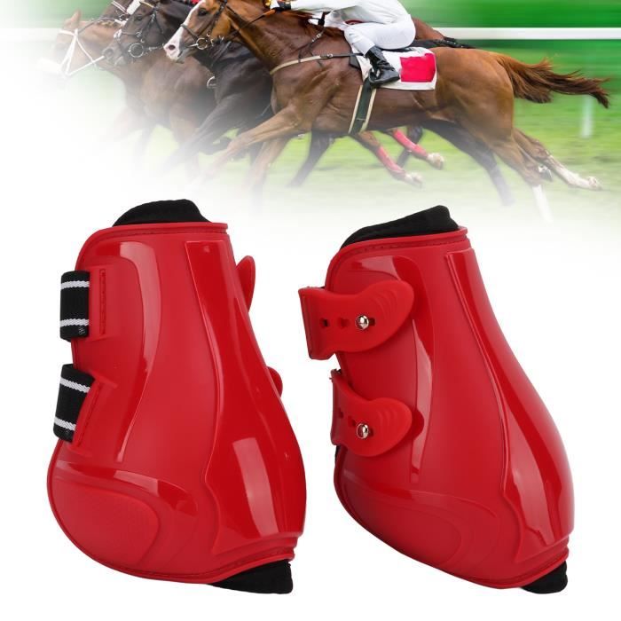 JIN-Bottes de protection de jambe cheval d'obstacle rouge Jambières de ...