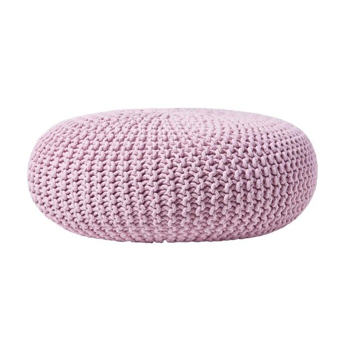 Grand Pouf rond tressé en tricot - Rose pastel - 70 x 23 cm - Cdiscount ...