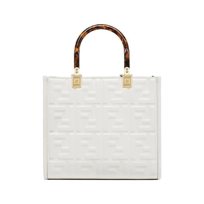 Sac à main en cuir blanc à motif de texture en relief FENDI 23 pour ...