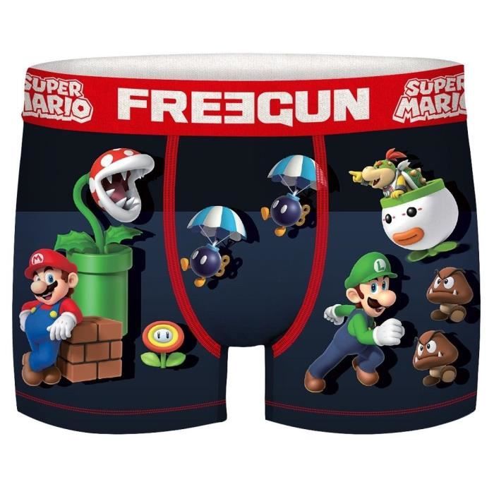 FREEGUN Boxer Microfibre Super Mario Riot Garçon Noir - Cdiscount Prêt ...