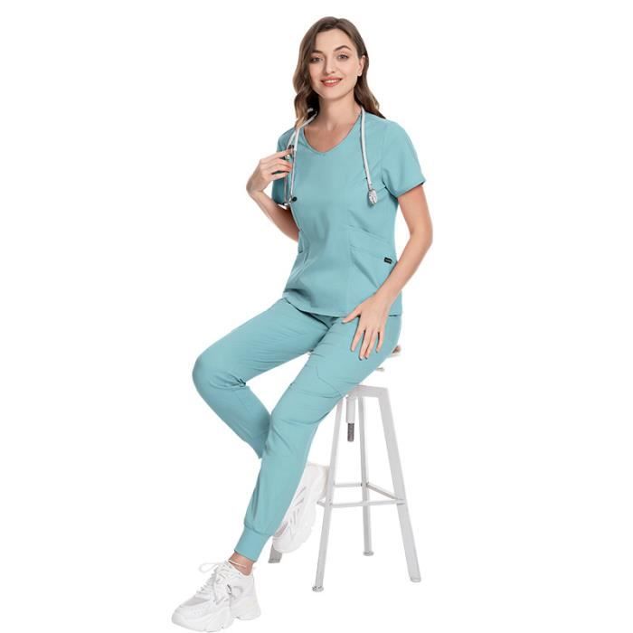 BLOUSE PROFESSIONNELLE Tshirt + Pantalon Uniforme d'infirmière Travail ...