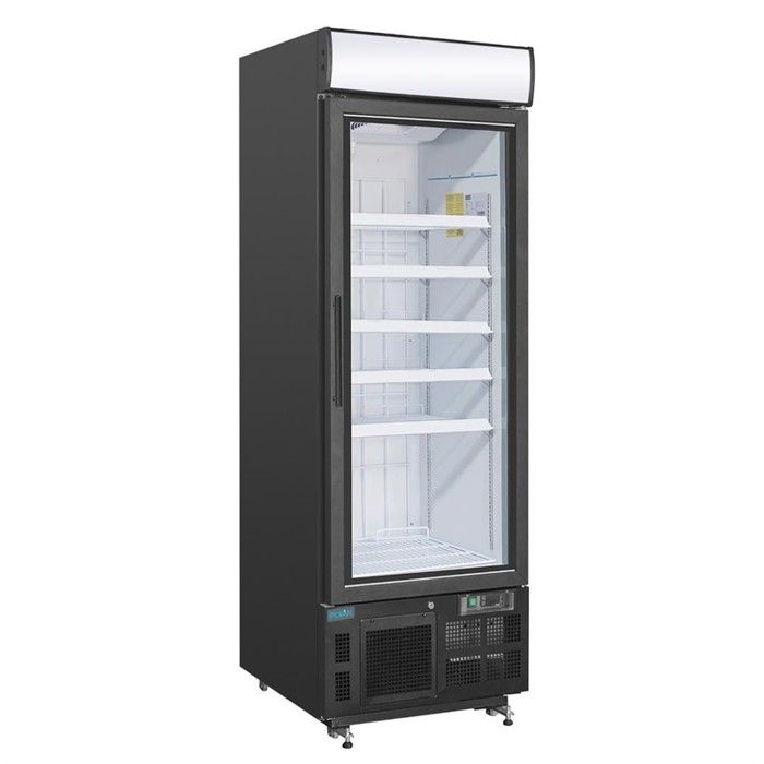 Frigo Professionnel Vitré Noir avec Caisson Lumineux Série G 412L Polar ...