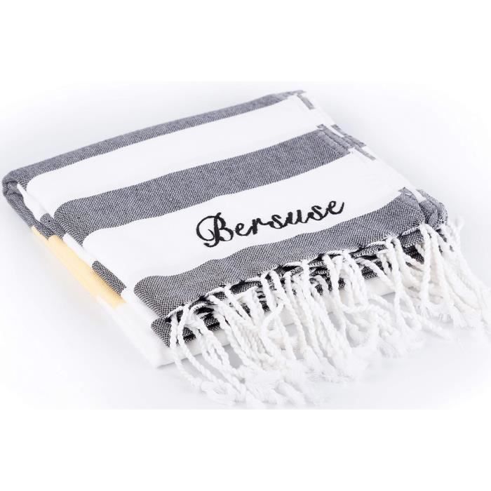 100% Coton-Copacapana Serviette Turque-Drap De Bainserviette De Plage-Fouta Peshtemal-Noir Blanc ...