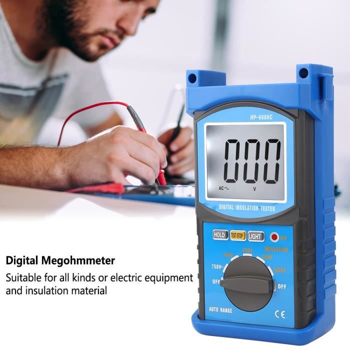 Mégohmmètre numérique Testeur de résistance d'isolement numérique Mètre ...
