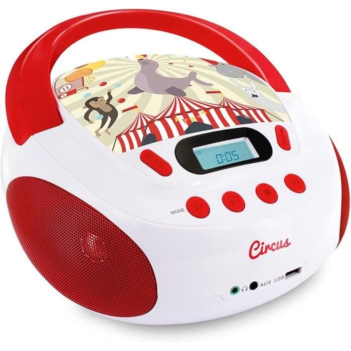 METRONIC 477145 Lecteur CD MP3 enfant avec port USB Circus - Rouge et ...
