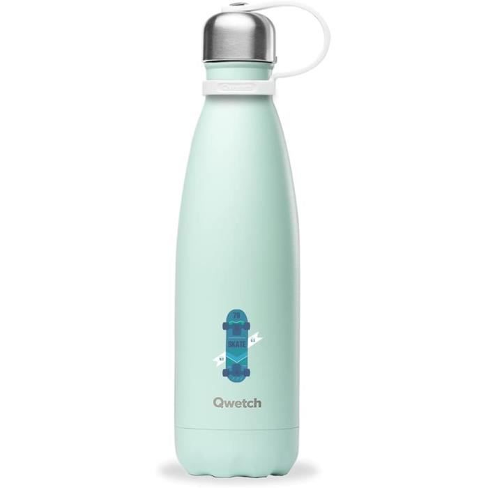 Qwetch - Bouteille Isotherme Kids Vert 500ml - Gourde Nomade Inox - 24h ...