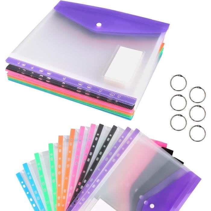 AKOLAFE Lot de 24 Pochette Plastique A4,Pochette Perforee Transparente ...