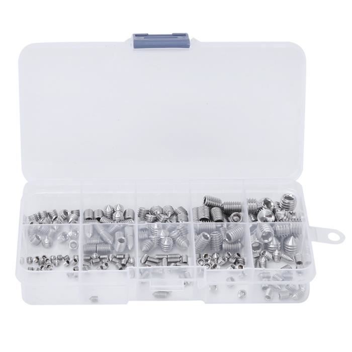 YOSOO Vis sans tête Headless screw kit, 200 pieces M3/M4/M5/M6/M8 Hexagonal stainless steel ...