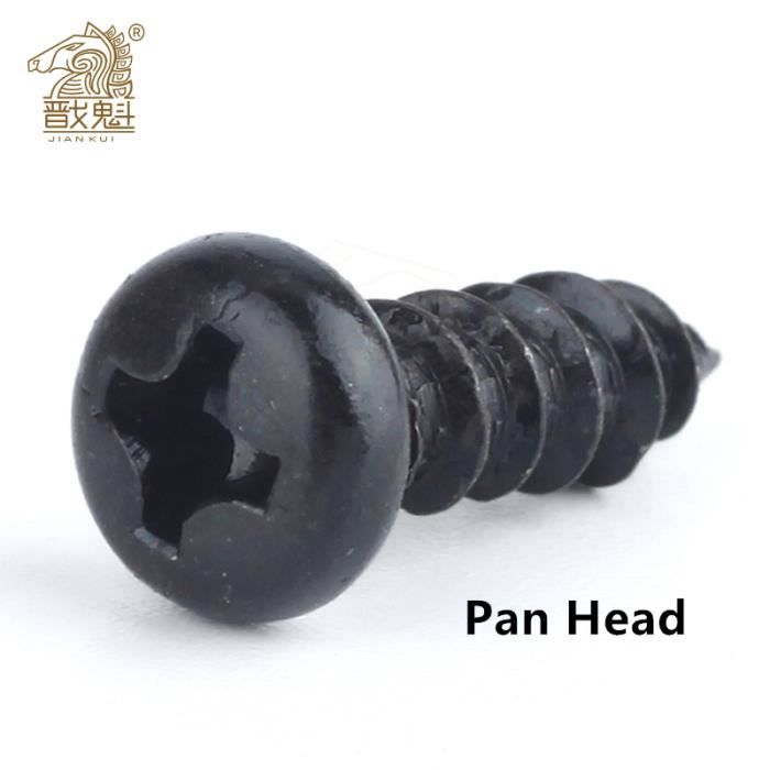 Pan Head-M2-4mm -Vis à bois autotaraudeuse en acier noir, 100 pièces, M2 M2.6 M3 M3.5, Mini ...