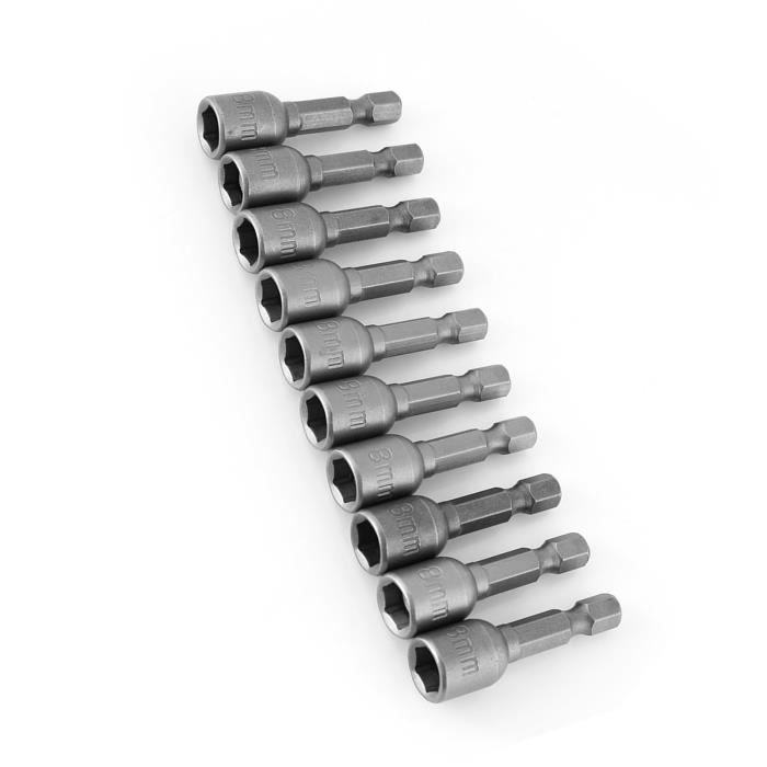 Zerone Douille hexagonale métrique 10 pièces/ensemble 1/4 'tige ...