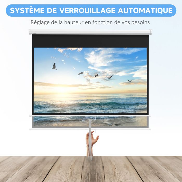 Écran de projection HOMCOM TV et Home Cinéma de 80 Pouces 16:9 4K HD ...