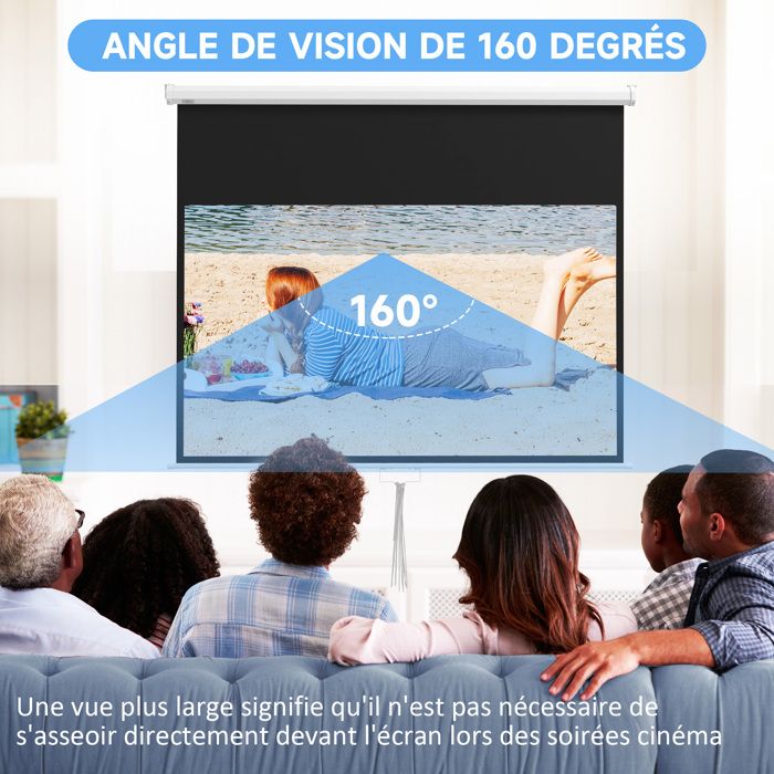 Écran de projection HOMCOM TV et Home Cinéma de 80 Pouces 16:9 4K HD ...