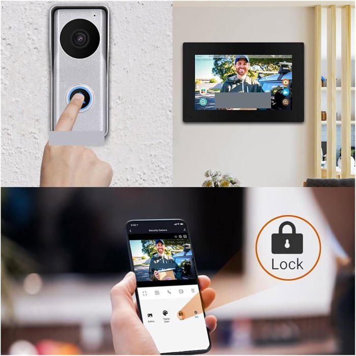Interphone vidéo 7 Pouces Système de visiophone Intelligent pour Maison ...